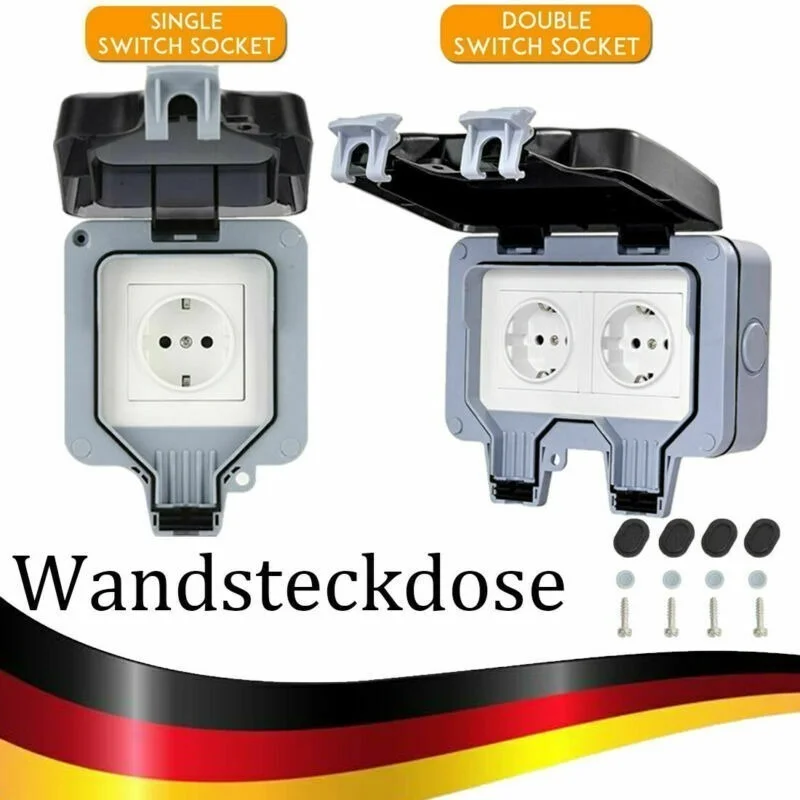 German Type Outdoor Waterproof Socket Rainstorm-proof Socket British ...