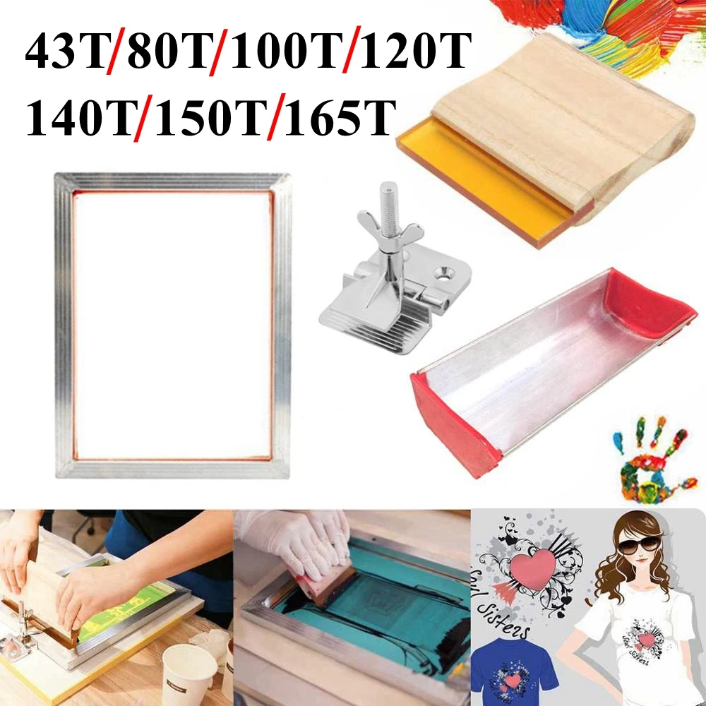 Silk Screen Printing Kit 43/120t Silkscreen Mesh Aluminum Frame + Hinge ...