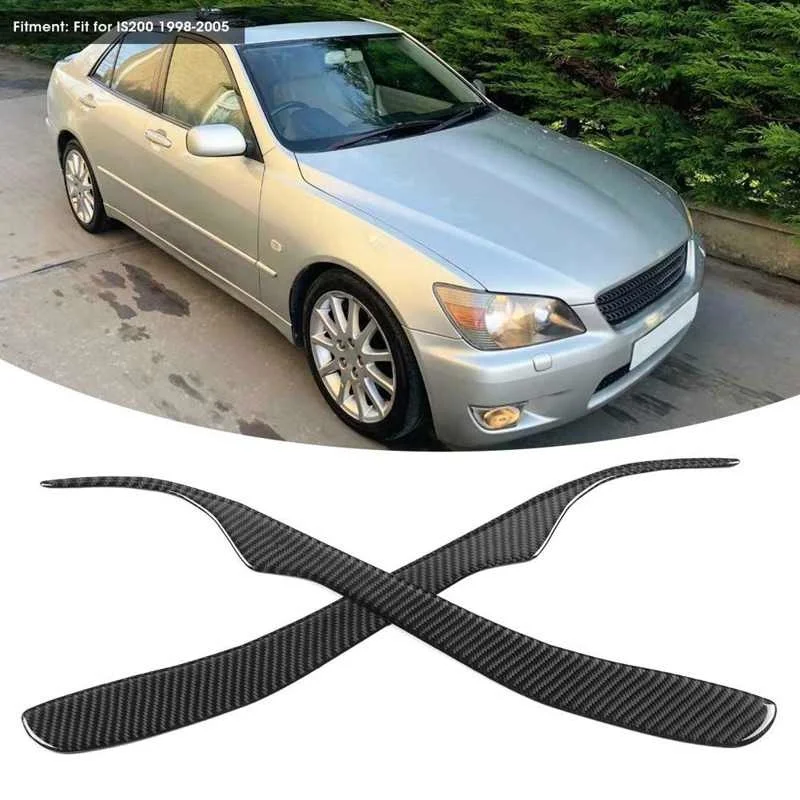 Pair Headlight Eyelid Headlamp Eyebrow Decal Carbon Fiber Sticker Strip ...