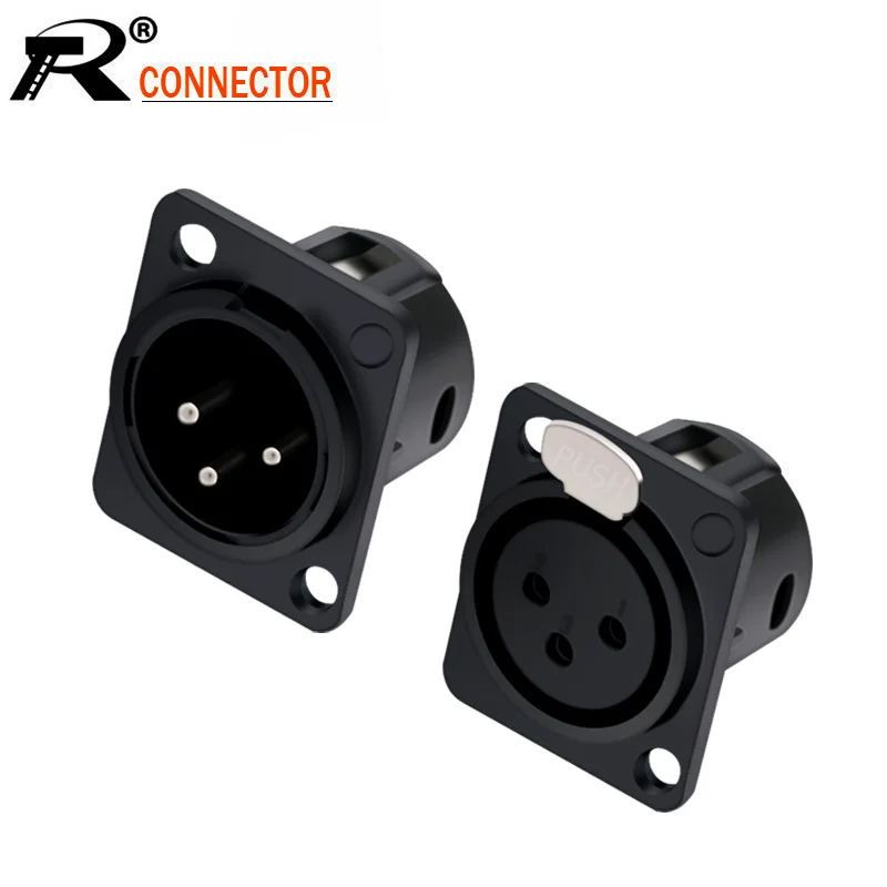 10pcs/lot 3 Pin Xlr Male/female Panel Mount Metal Shell Nickel Plated 3 ...