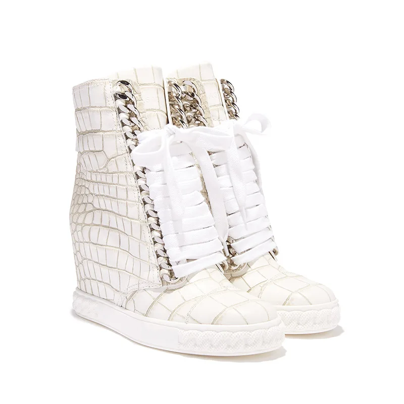 Spring-White-Stone-Leather-Sneaker-Women-Street-Metal-Chains-Lace-up ...