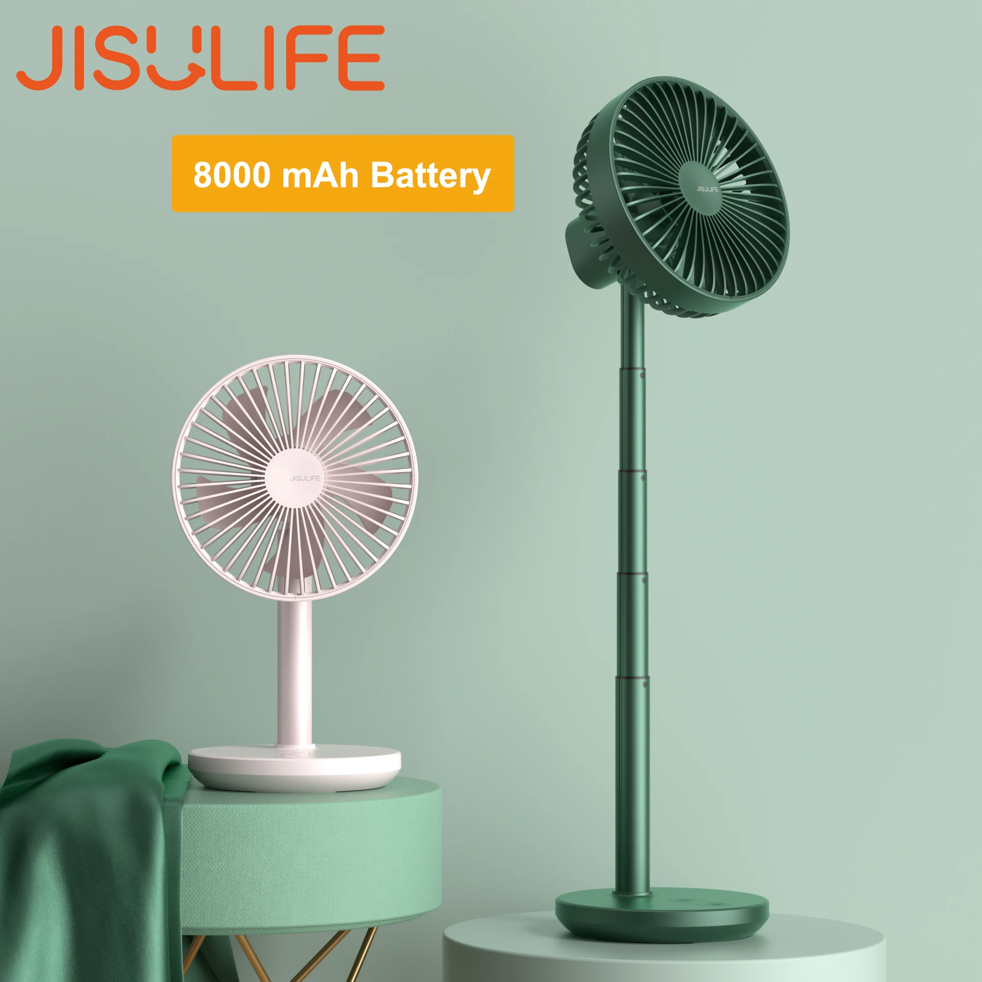 JISULIFE Desk Fan Ventilador Portatil Telescopic Folding Fan for Home ...