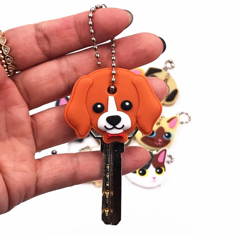 New-1Pcs-Animals-Dog-Cat-Key-Cover-Cute-Anime-Silicone-KeyChains-Women ...