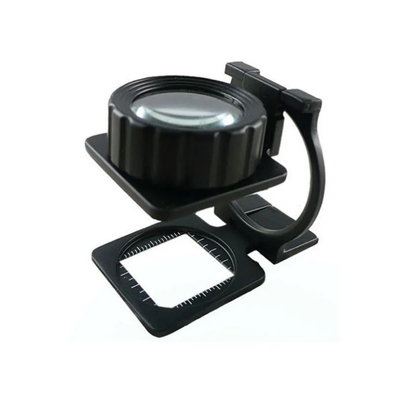 Portátil dobrável lupa lente de vidro óptico lupa bancada 10x com ...