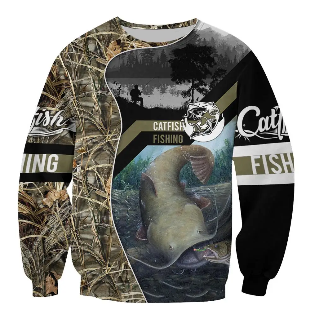 Catfish Fishing 3D Printed Mens Hoodie Harajuku Streetwear autumn ...