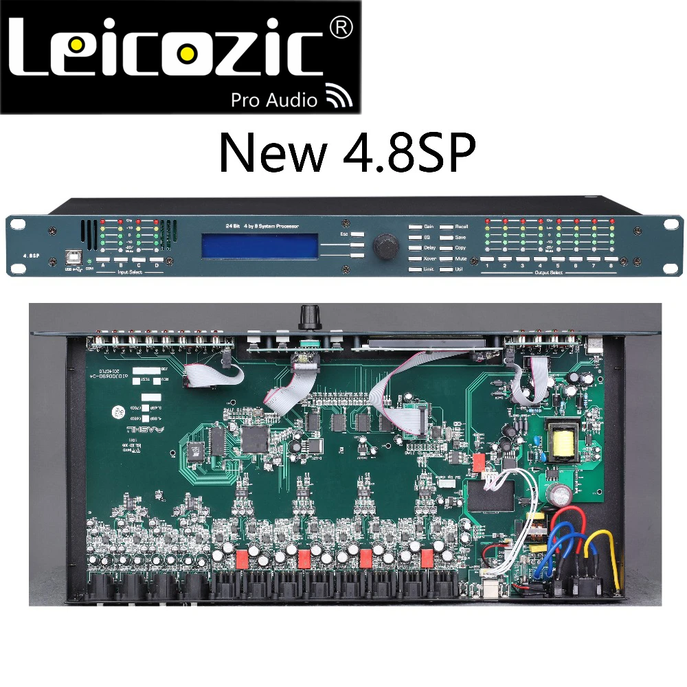 Leicozic 4in 8out 4.8sp Processador Professional Digital Processor Dsp Speaker Management Pro ...