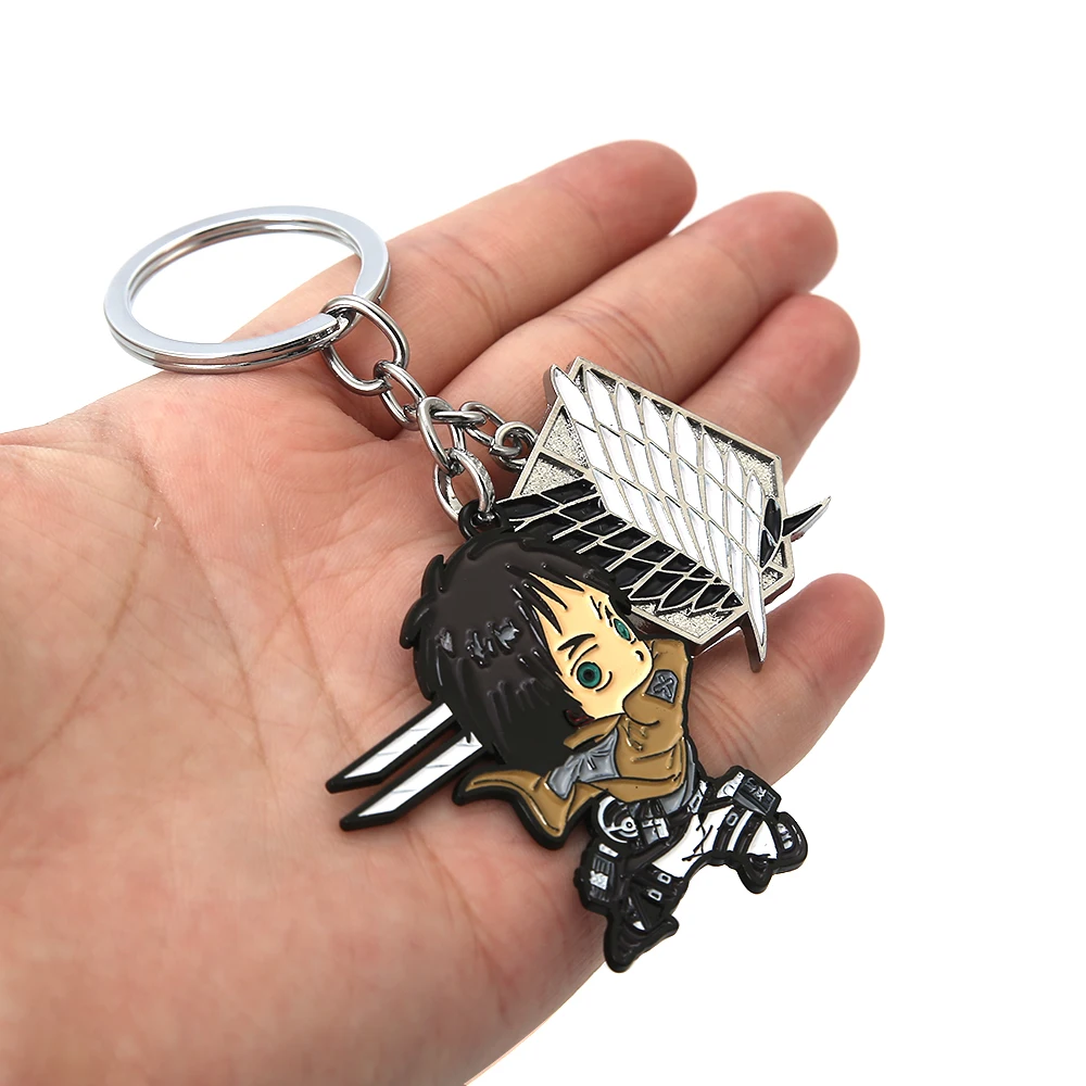 Anime Attack on Titan Keychain Eren Jaeger Figures Keyring Key Holder ...