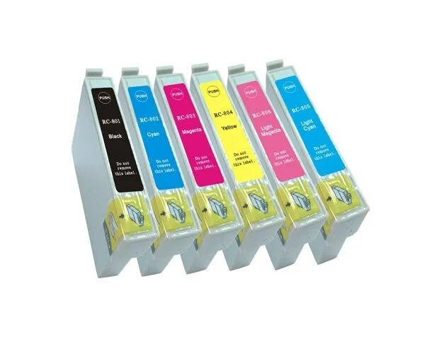 Pack 6 x generic ink cartridges T0801, T0802, T0803, T0804, T0805 ...
