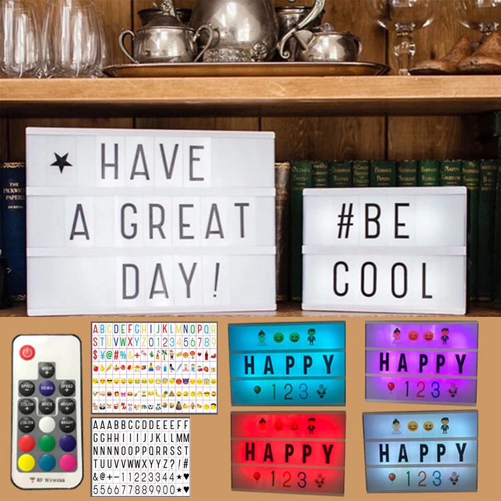 5V-LED-Combination-Light-Box-Remote-Control-RGB-DIY-Message-Board-A4 ...