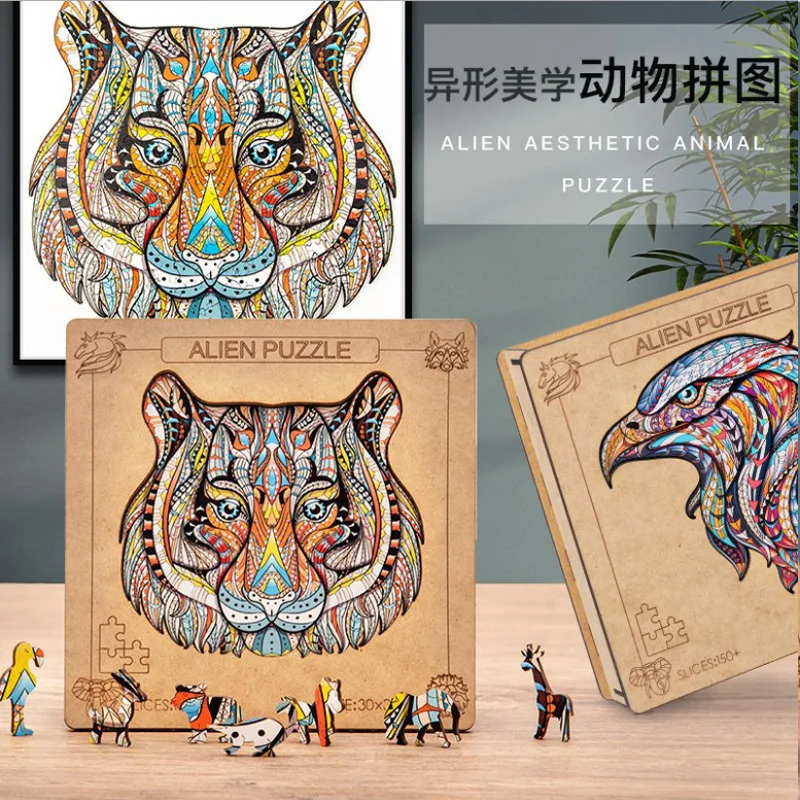 A3-Wooden-Animal-Puzzle-Box-For-Adults-Unique-Shape-Jigsaw-Pieces ...