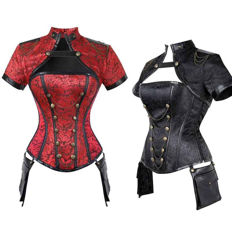 Jaqueta Steampunk Espartilho Feminino, Corpete De Couro De Aço Punk ...