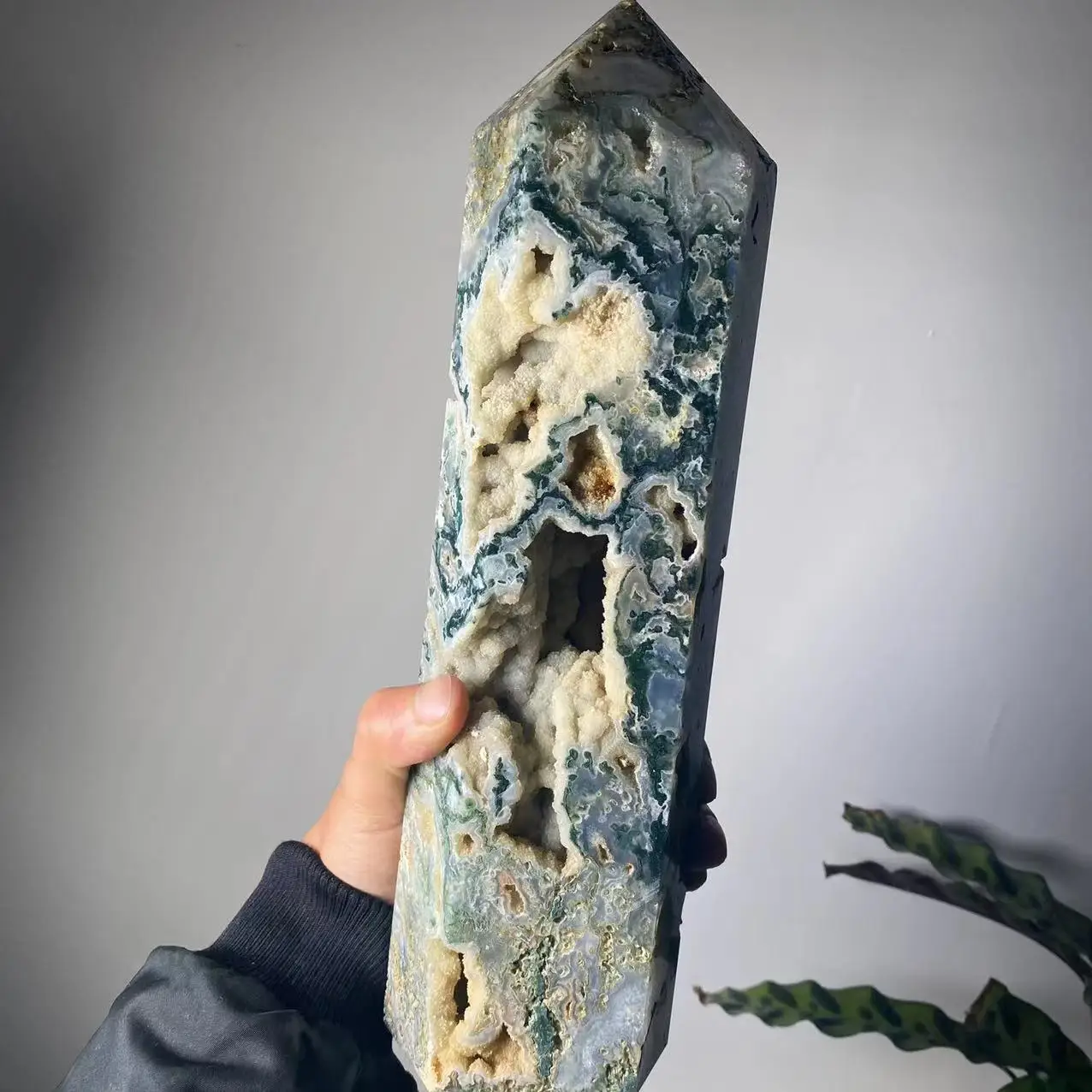 Natural-Large-Moss-Agate-Crystal-Tower-Natural-Crystal-Wand-Reiki ...