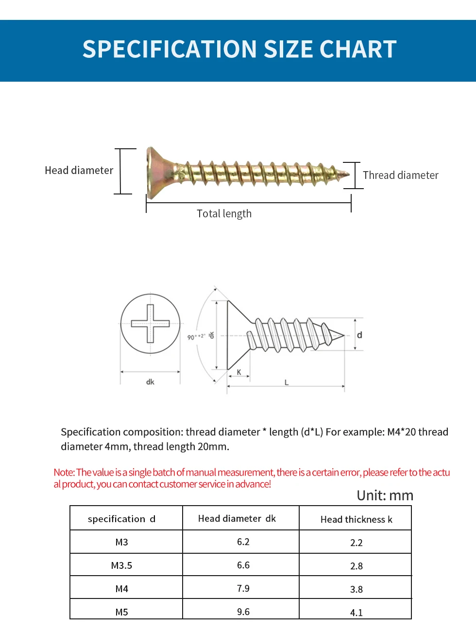 VIS,M5-80mm--Vis À Tête Plate Autotaraudeuse En Zinc Jaune, 30 Pièces, En Panneaux De Fibres ...