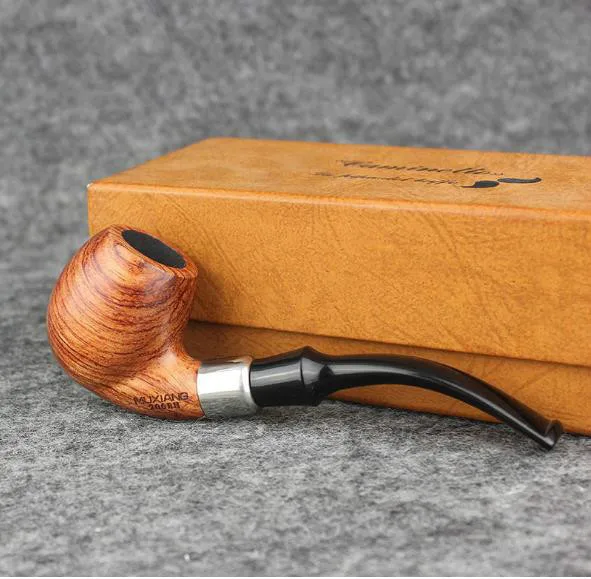 Smoking Tobacco Pipe 9mm Filter Ebony Wood Pipe Traditional Bent ...