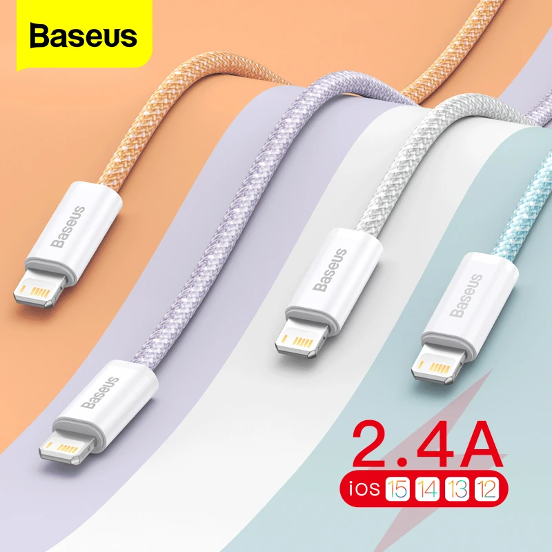 Baseus USB Cable For iPhone 13 12 11 Pro XS Max XR X 8 7 Mini 2.4A Fast ...