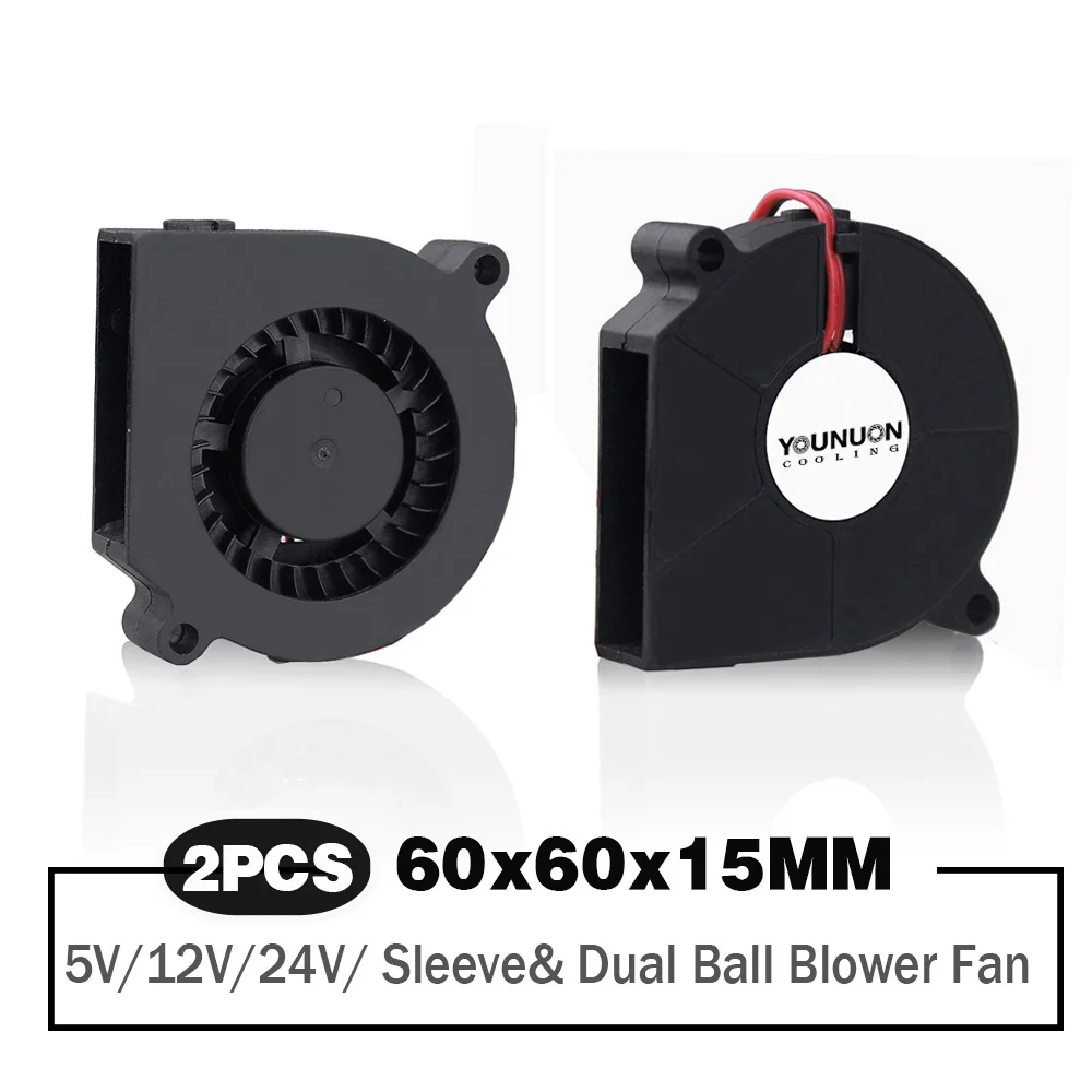 2 Pieces 60mm Blower Fan 60x60x15mm DC Turbo Blower Cooling Fan 5V 12V ...