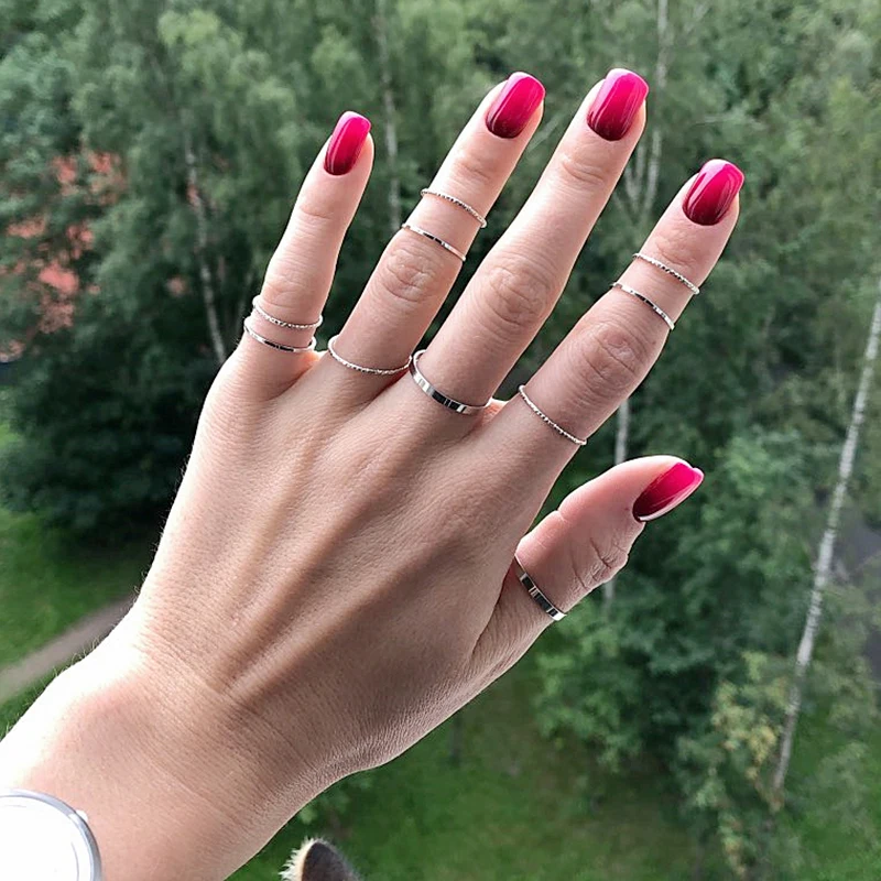 10pcs Fashion Simple Design Rings For Women Vintage Thin Slim Gold ...