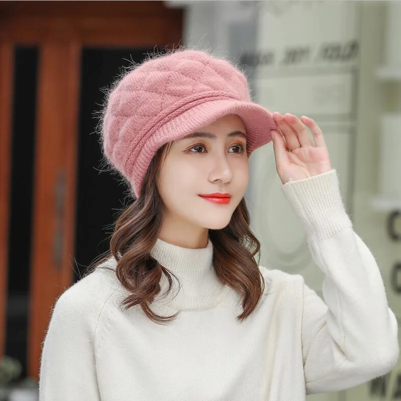 Капот Femme женский берет шерстяной вязаный Модный зимний теплые шапки ...