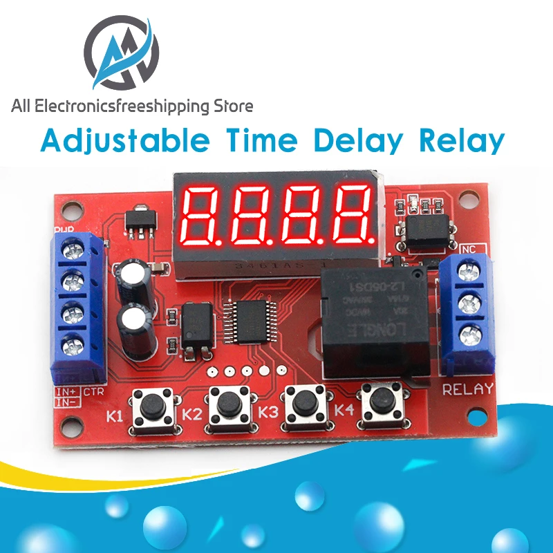 DC 5V 12V 24V 10A Adjustable Time Delay Relay Module LED Digital ...