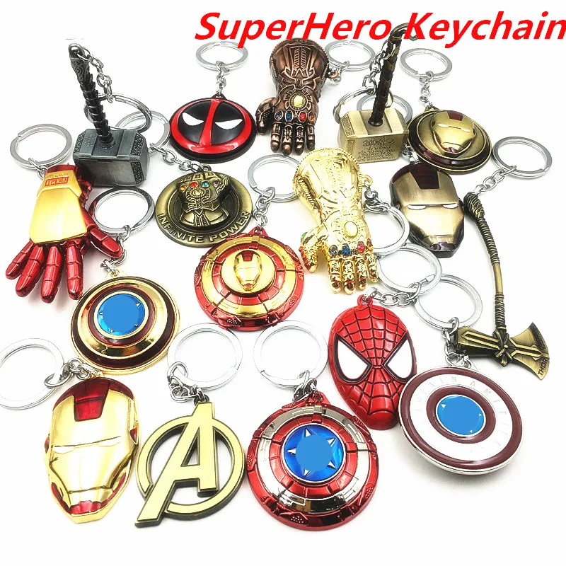 The Superhero Keychain Endgame Captain Shield Axe Hammer Key Ring Super ...
