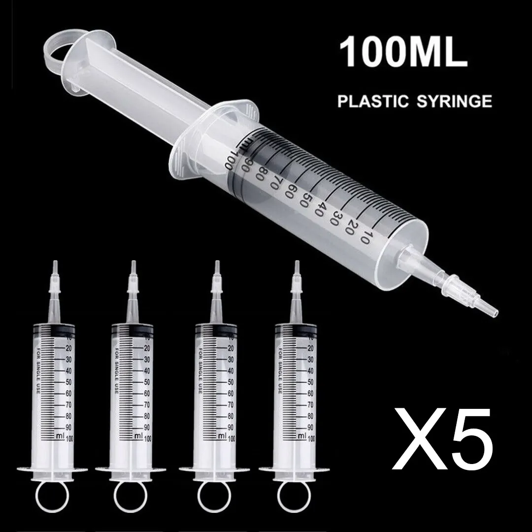 5pcs-100ml-Measuring-Syringe-Lab-Hydroponics-Nutrient-Large-Dispensing ...