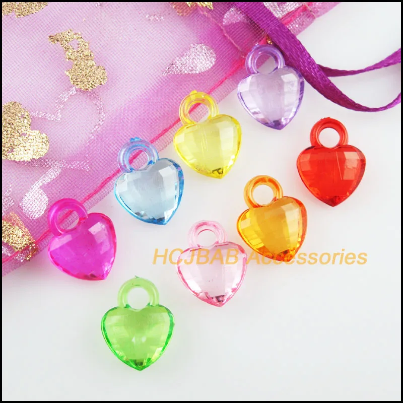 100 New Heart Charms Acrylic Plastic Pendants Clear Mixed 11.5x14.5mm ...