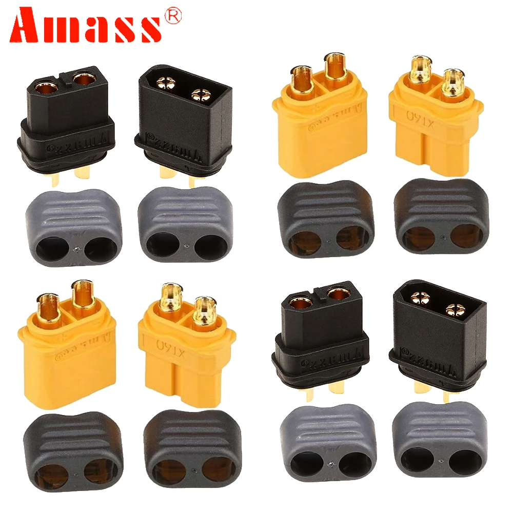 5pair/lot Amass Xt60+ Xt60h Plug Connectors 60a-100a 0.8mω With Sheath ...