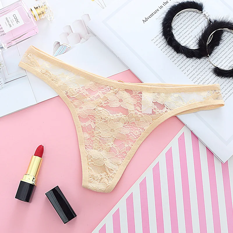 Tanga de encaje transparente para mujer, lencería Sexy, pantalones de ...