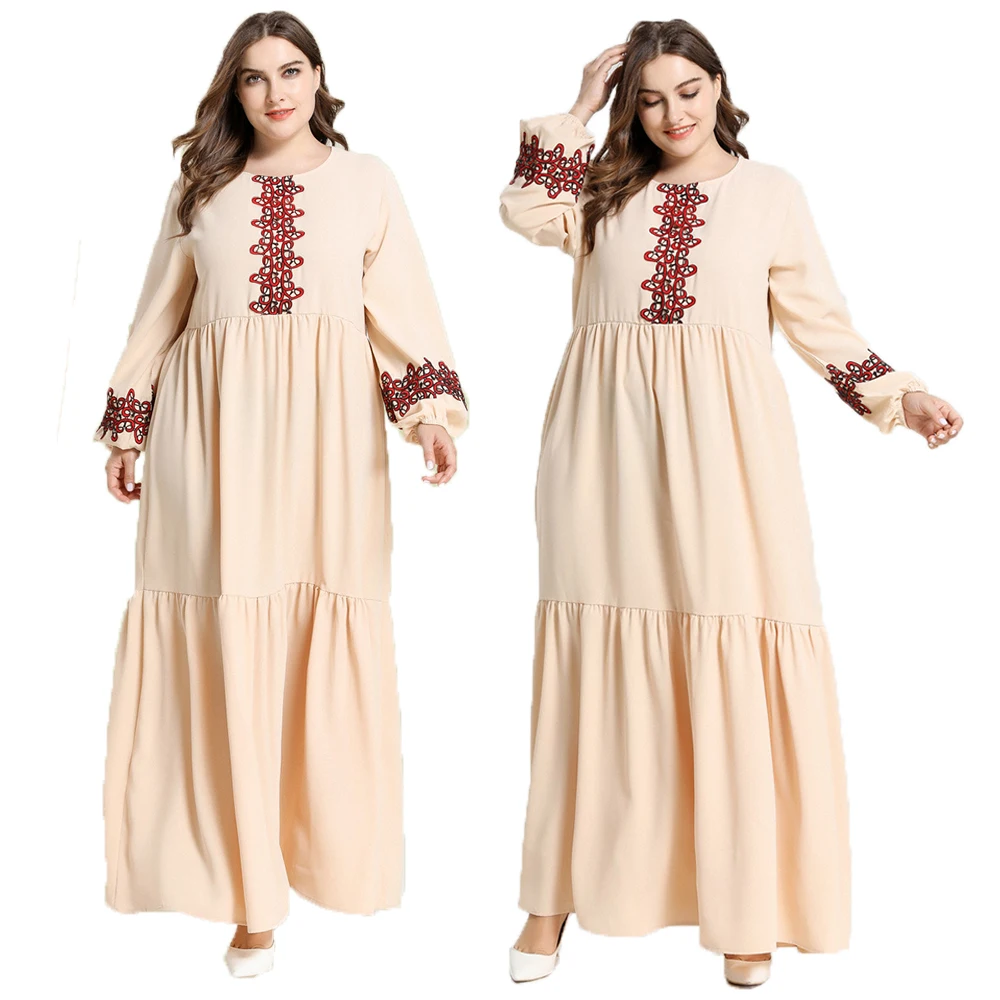 Ramadan Women Muslim Maxi Dress Abaya Plus Size Loose Ruffle Kaftan ...