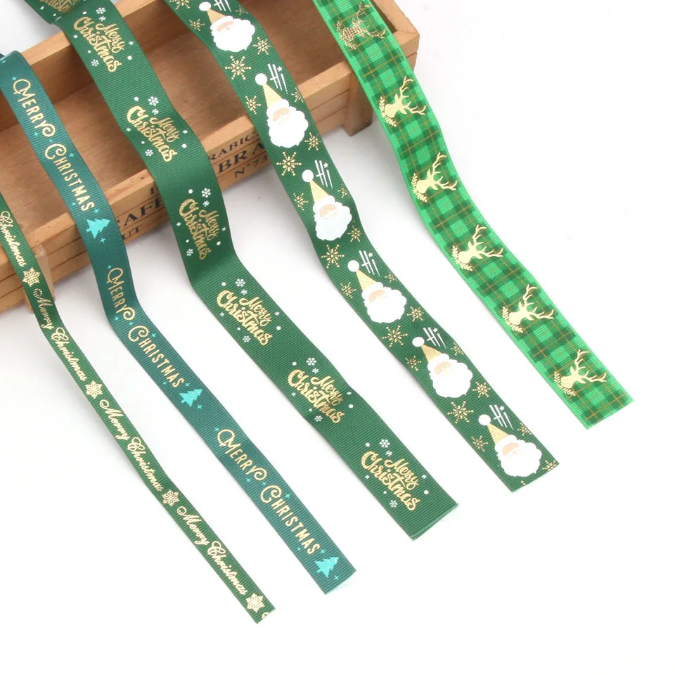 5 ярдов 10 мм/15 мм/25 мм Рождественская лента Красная и зеленая ...