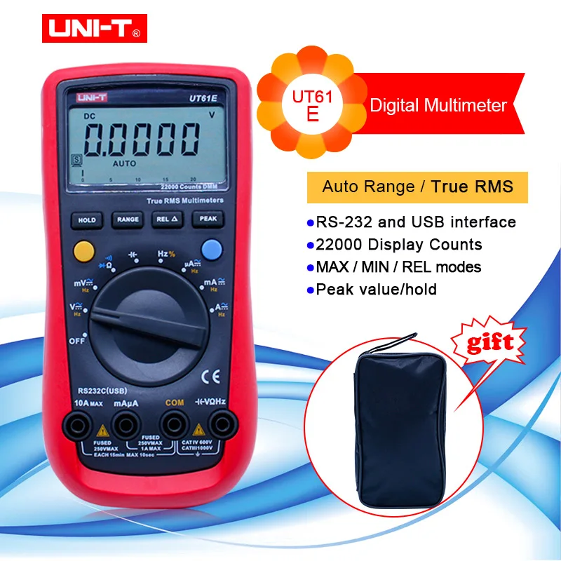 Uni-t Ut61e Auto Range True Rms Digital Multimeter Pc Connect Rs232 Rel Ac Dc Amperemeter ...