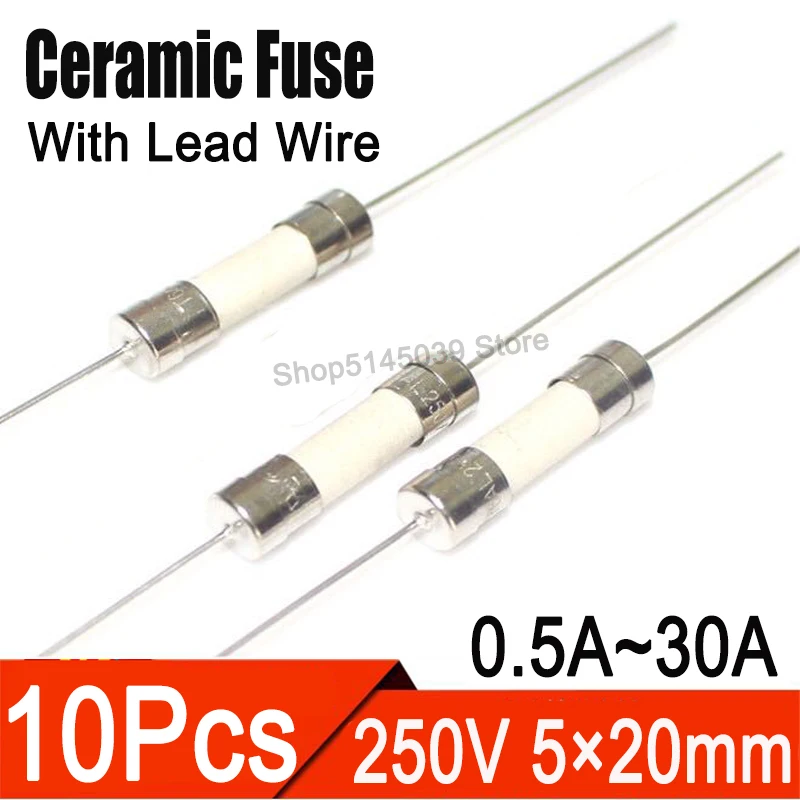 10Pcs Ceramic fuses Kit assortment 5*20mm 250V 0.5A 1A 2A 2.5A 3.15A 4A 5A 6.3A 8A 10A 15A 20A ...