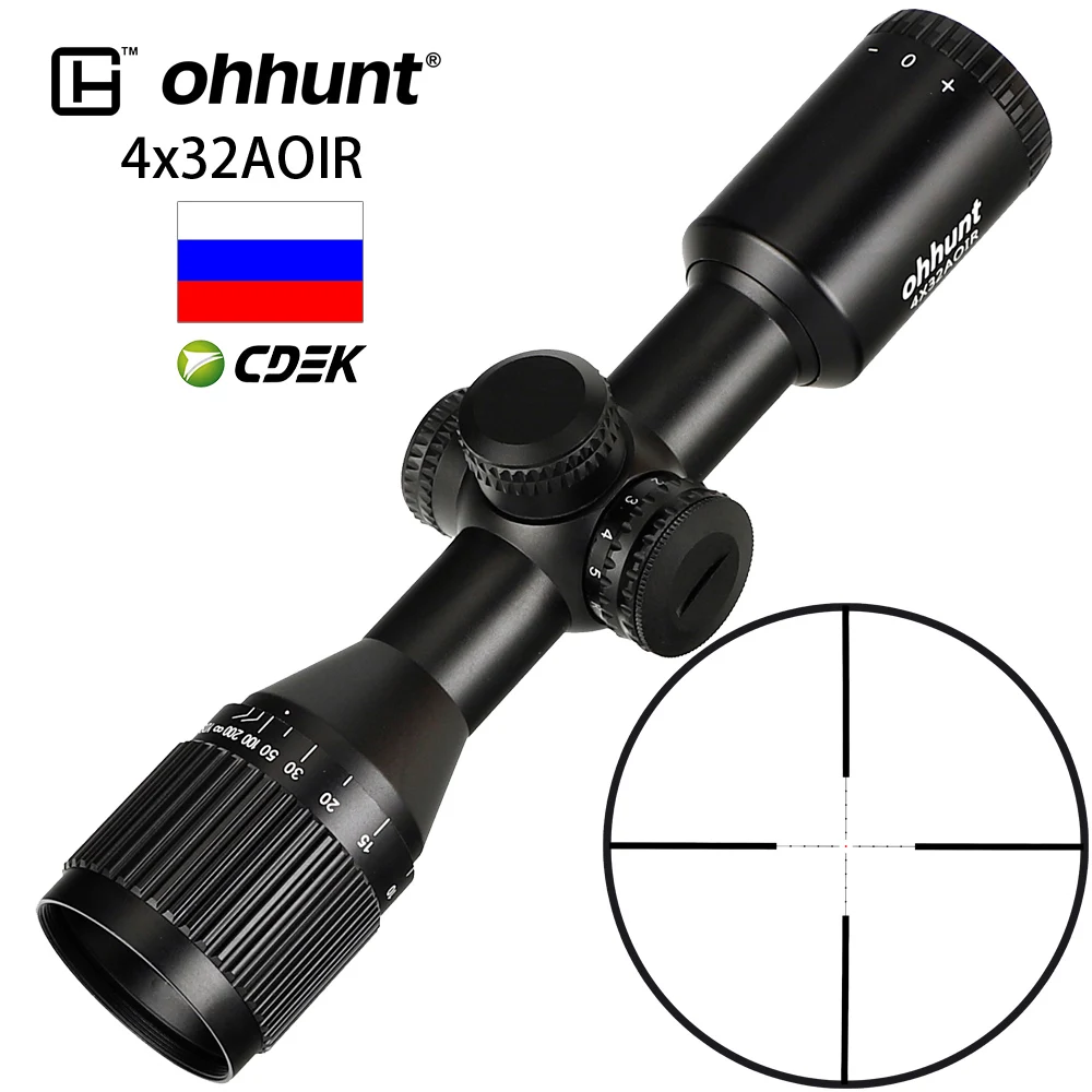 Caza ohhunt 4X32 AOIR visor compacto gran angular Mil Dot, vidrio ...