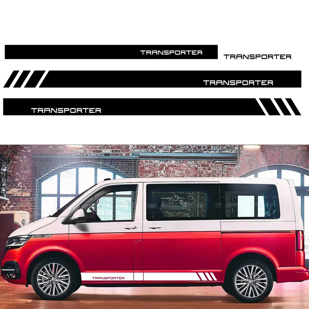 4PCS-Car-Door-Side-Skirt-Stripes-Vinyl-Stickers-Decal-For-VW-Multivan ...