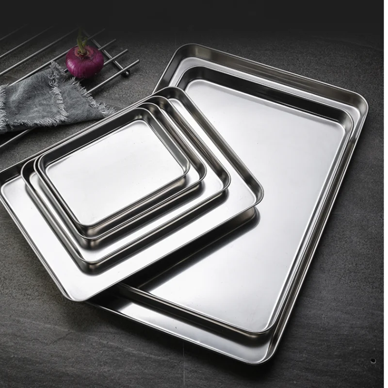 Stainless Steel Food Trays Rectangle Household Steamed Sausage Fruit ...