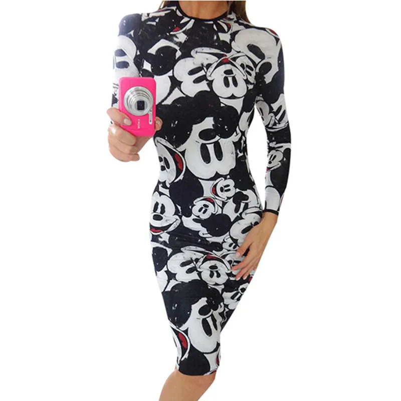minnie mickey Cartoon Backless Open Back Women party Dress Female ...