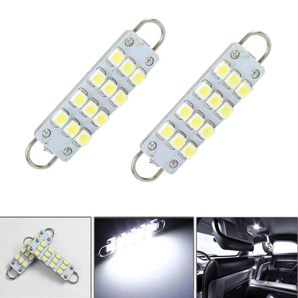 4Pcs-Pure-White-Rigid-Loop-LED-Bulb12SMD-44mm-Festoon-Car-Interior-Door ...