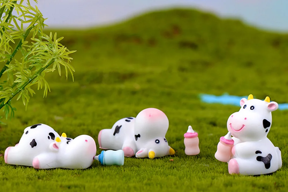 Statue deco,Figurines de vache Miniatures,1 pièce,décoration de maison,accessoires de jardin ...
