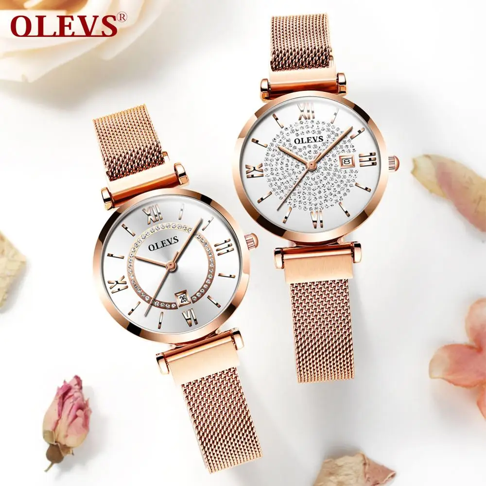 Reloj de oro rosa con diamantes, relojes creativos de acero para mujer ...