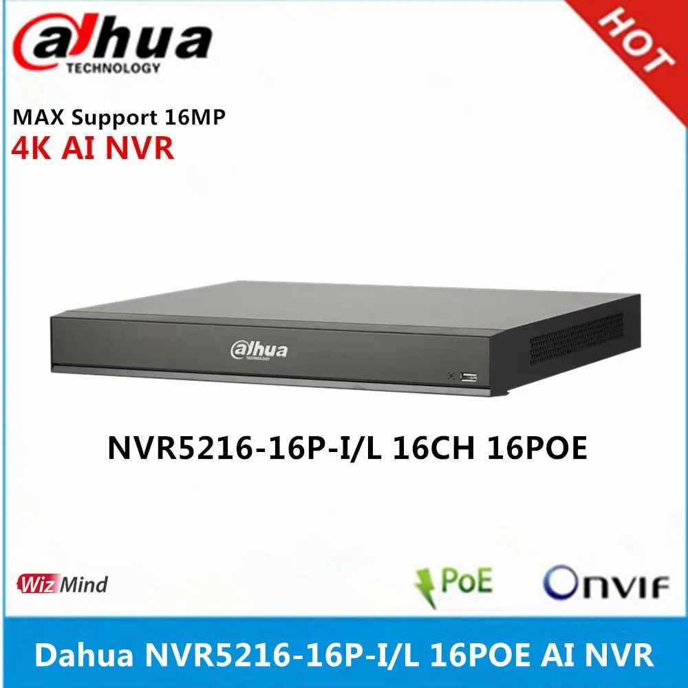 original Dahua NVR5216-16P-I/L 16Channel 1U 16PoE ports WizMind Network Video Recorder max ...