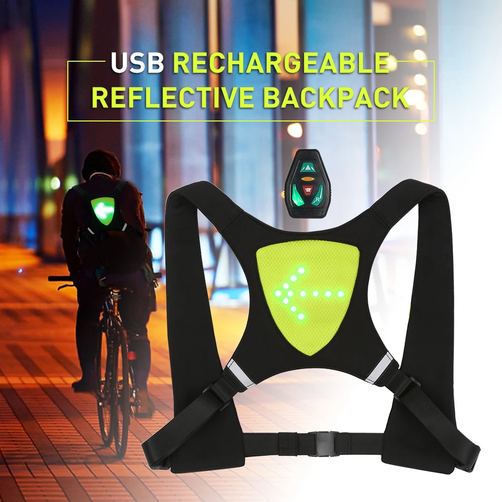 New In 2022 LED Wireless Cycling Vest LED MTB Bike Turn Signal Light ...