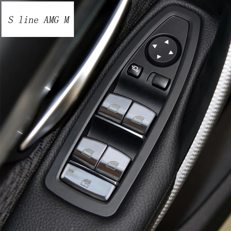 Car-Styling-Window-glass-lift-switch-button-Cover-stickers-Trim-For-BMW ...