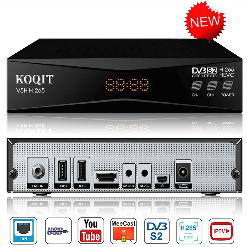 Koqit dvb s2 hevc 265 DVB S2 위성 수신기 위성 Tv 수신기 미러 화면 IPTV 디코더 DVB2IP Meecast Box h265 Youtube ...