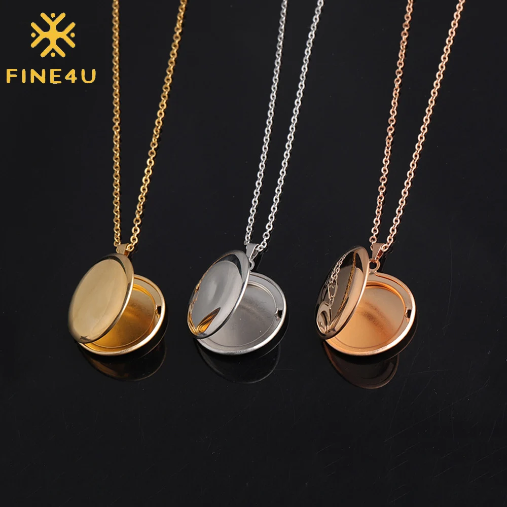 FINE4U collar de medallón N563 para mujer, collar de acero inoxidable ...