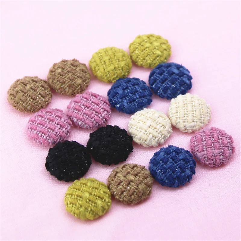 30pcs Tweed Fabric Covered Round Buttons Home Garden Crafts Cabochon ...