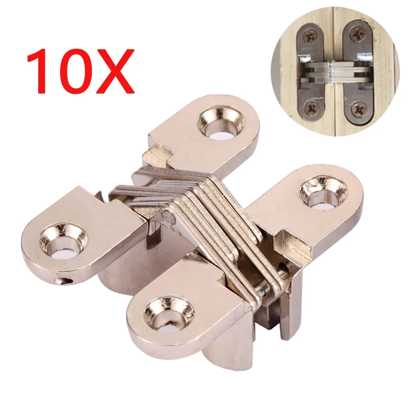 10 Pieces Hidden Hinges Invisible Loops Concealed Cross Door Hinge ...