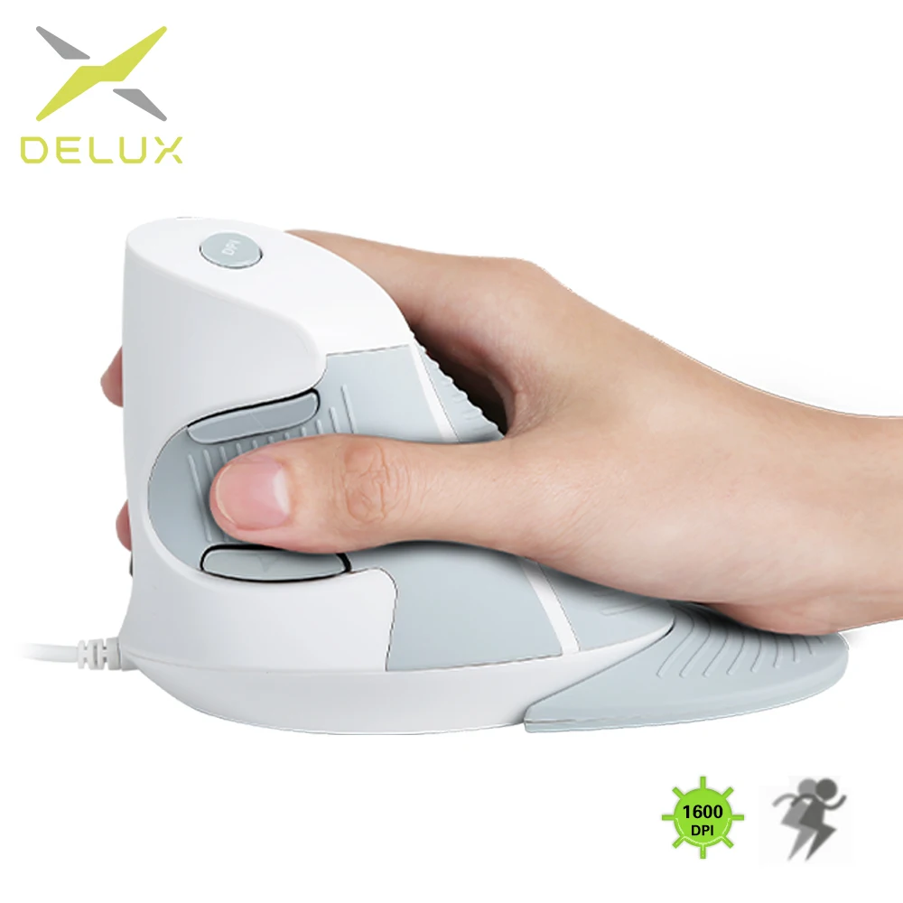 Delux-M618BU-White-Wired-Ergonomic-Vertical-Mouse-1600-DPI-6-Buttons ...