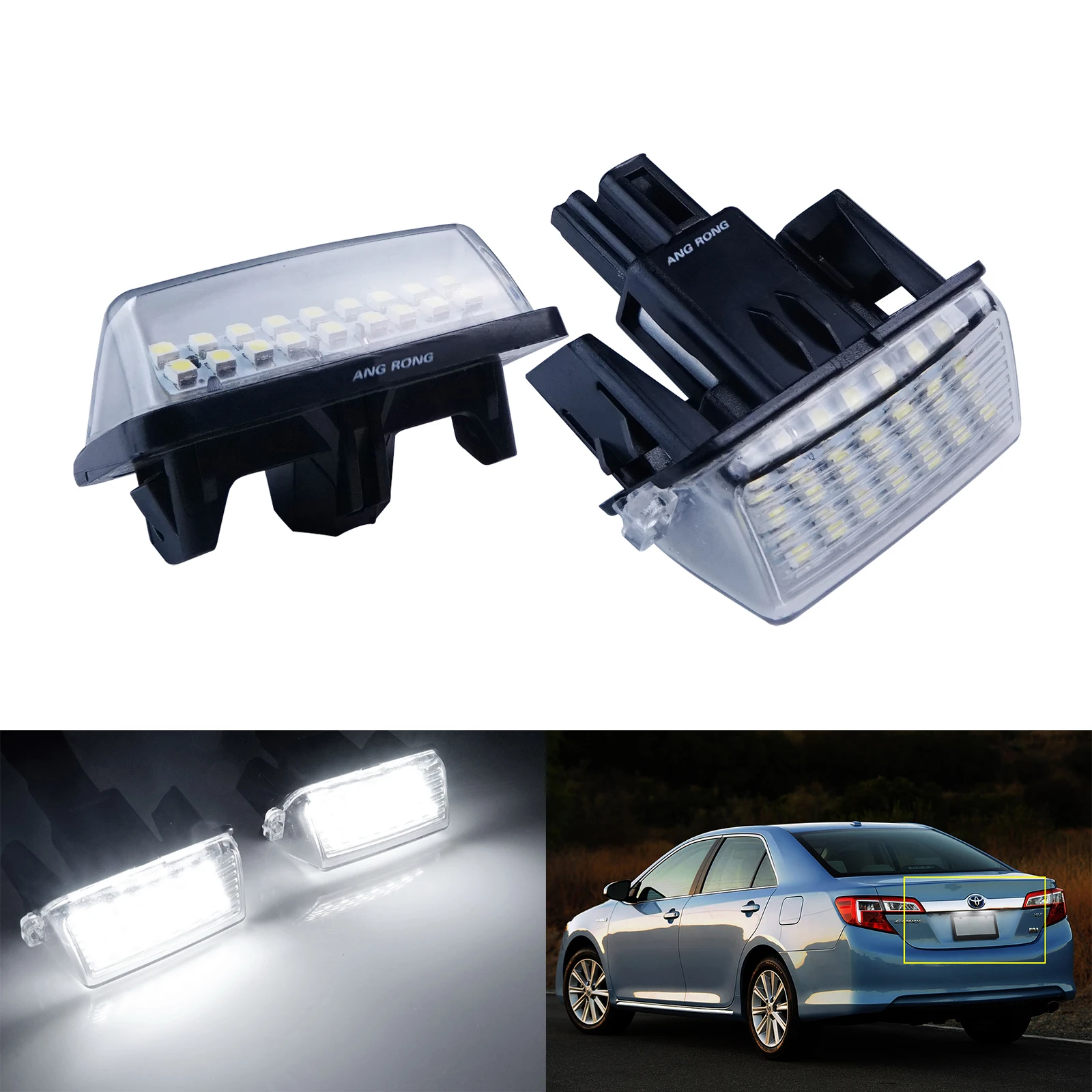 2Pcs-Canbus-White-LED-License-Number-Plate-Light-For-Toyota-Camry ...