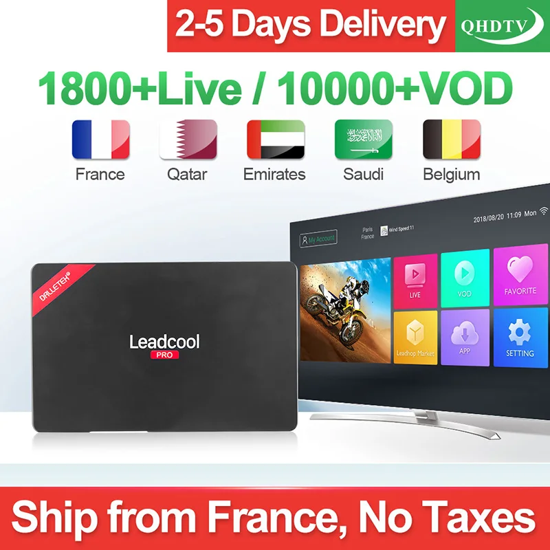 Leadcool Pro QHD tv 1 год IP tv Франция подписка Android 8,1 Samrt Box ...