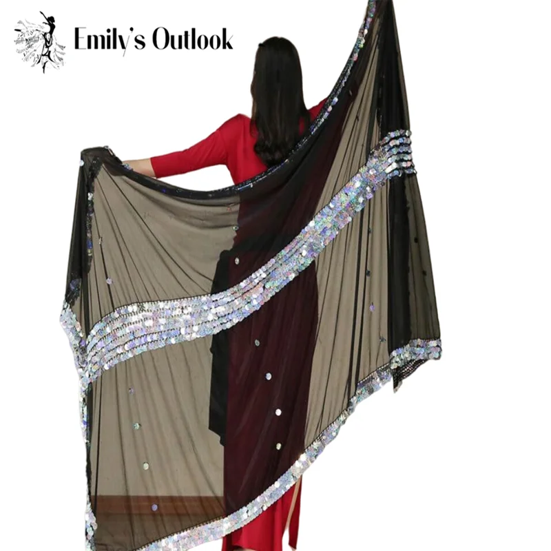 Wholesale Women's Belly Dance Scarf Veil Big Size Sequin Hand Scarf ...